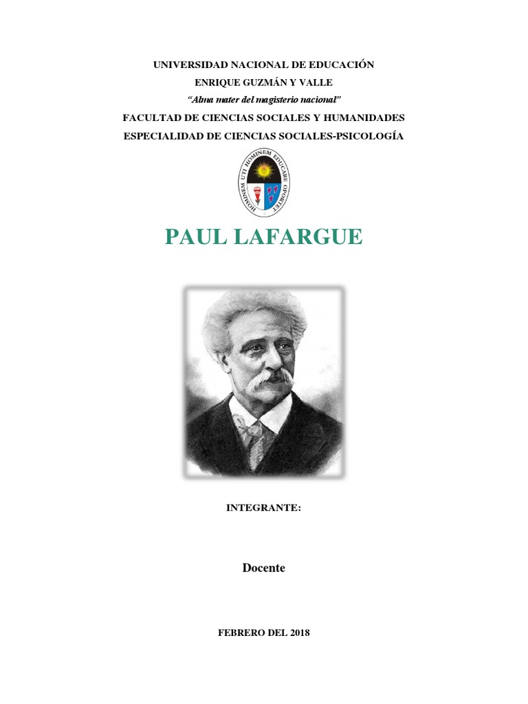 Paul Lafargue: Vida y Pensamiento Marxista | PDF | Ideologías sociales ...