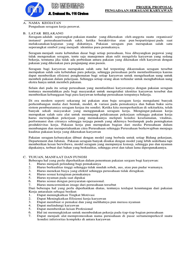 Pengadaan Seragam Karyawan RS Medimas | PDF