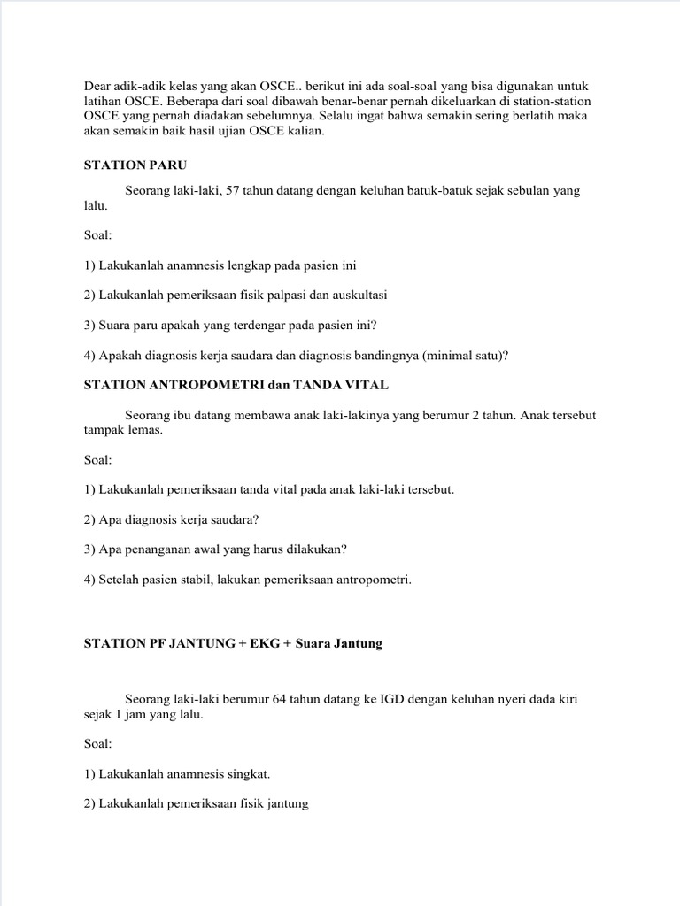 Dokumen - Tips Contoh Soal Osce | PDF | Kesehatan Holistik