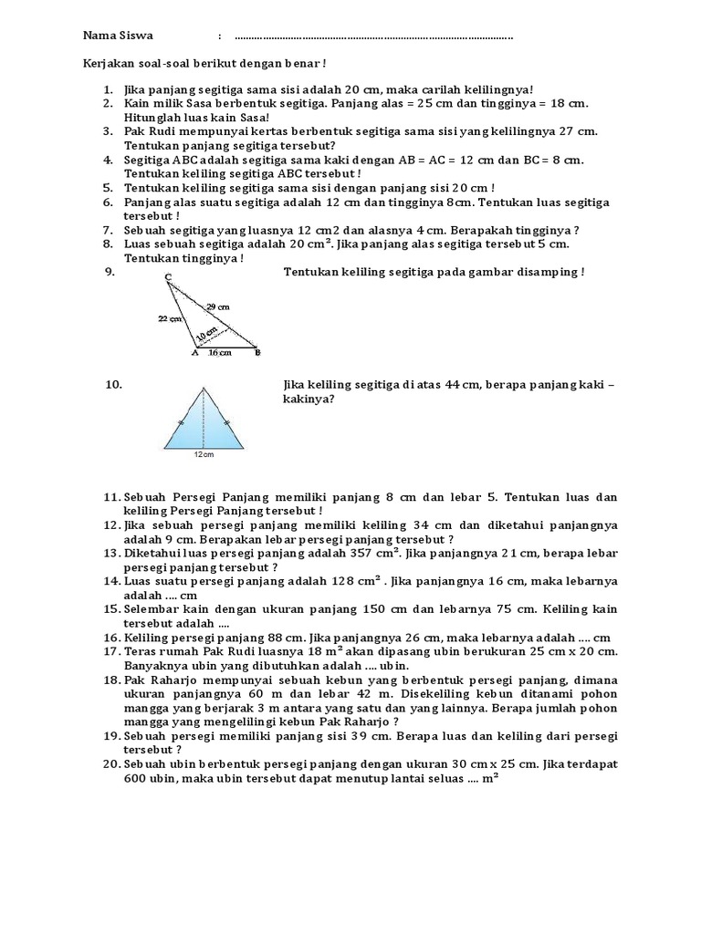 Soal Latihan Matematika Bangun Datar | PDF