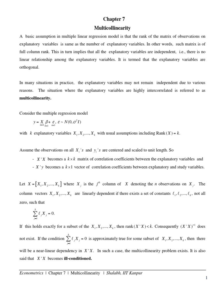 Chapter7 Econometrics Multicollinearity | PDF | Multicollinearity | Principal Component Analysis