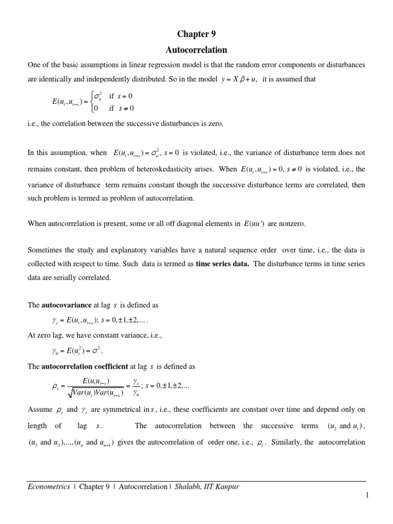 Chapter9 Econometrics Autocorrelation | PDF | Ordinary Least Squares | Autocorrelation