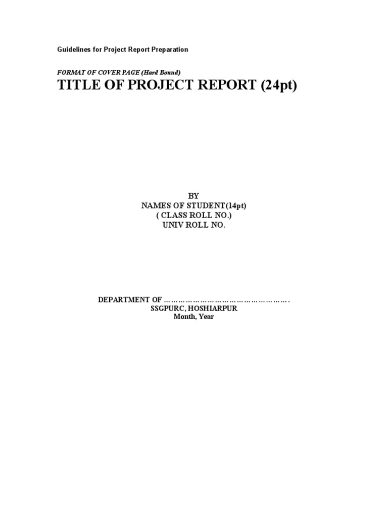 Title of Project Report (24Pt) : BY Names of Student (14Pt) (Class Roll ...