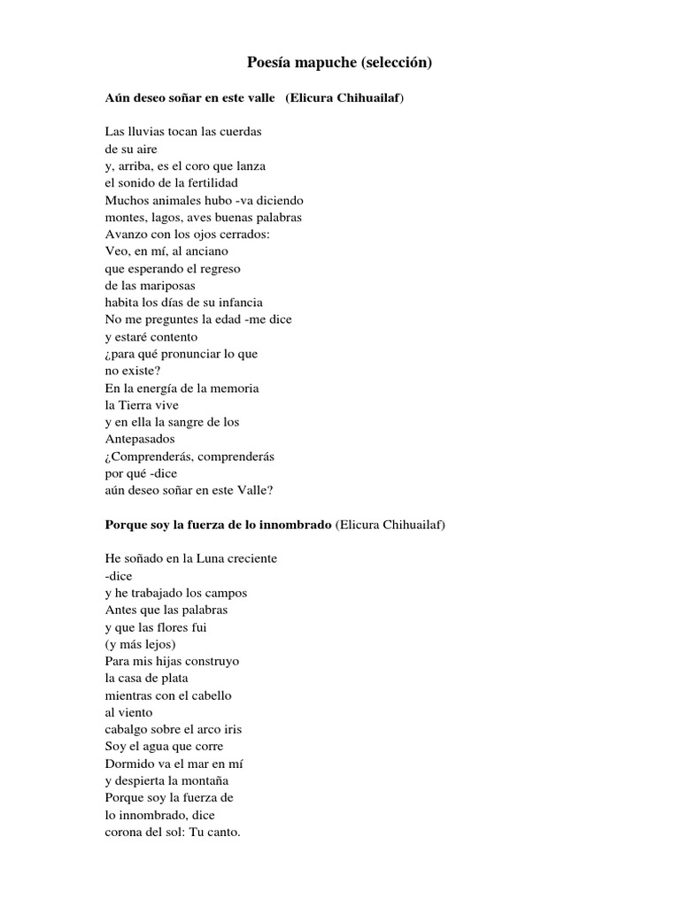 Poesía Mapuche (Selección de Textos) | PDF | Naturaleza
