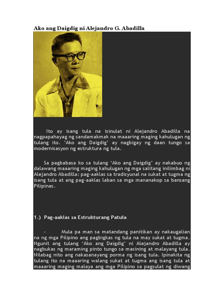 Ako Ang Daigdig Ni Alejandro G | PDF