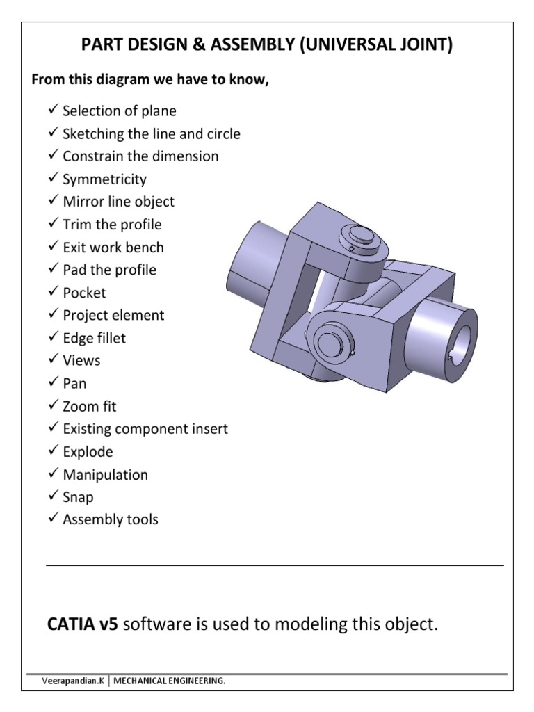 Part Design & Assembly (Universal Joint) : From This Diagram We Have To ...