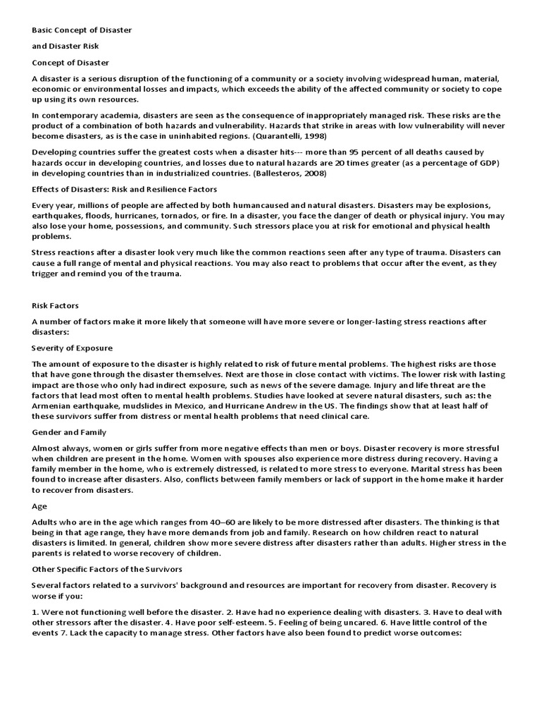 Basic Concept of Disaster | PDF | Natural Hazards | Hazards