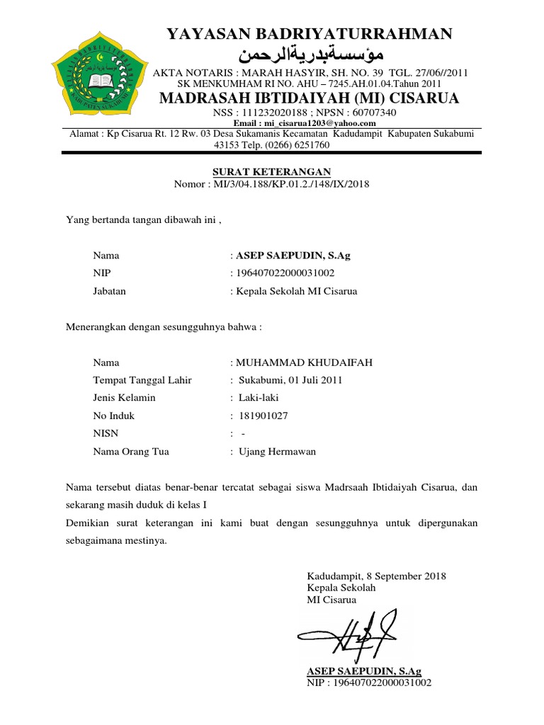 Surat Keterangan PKH | PDF