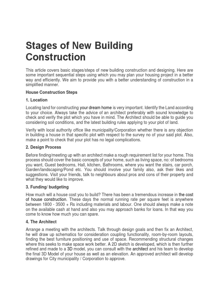 Stages of New Building Construction: House Construction Steps 1 ...