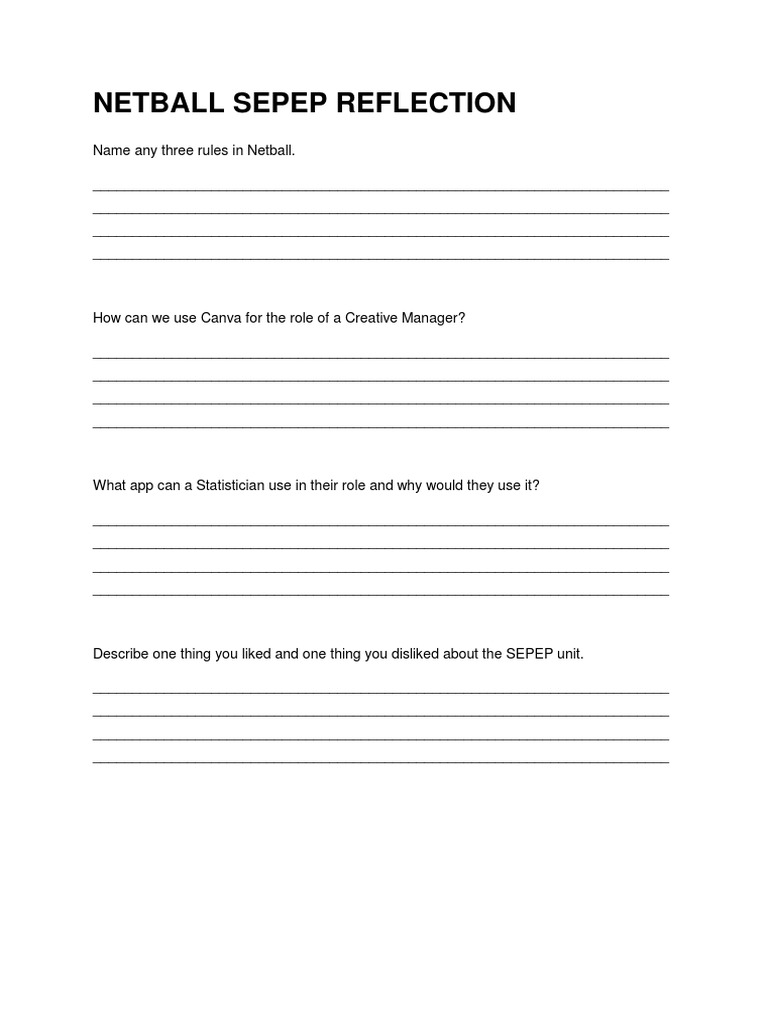 Netball Sepep Reflection | PDF