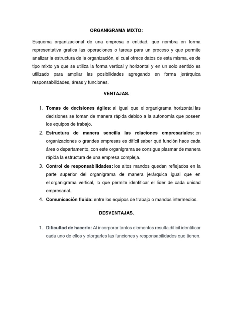 Un organigrama mixto: ventajas y desventajas de este esquema ...