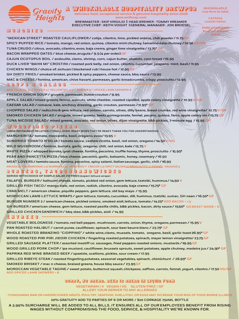 Gravity Heights Menu | PDF