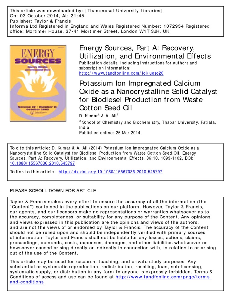 Energy Sources, Part A: Recovery, Utilization, and Environmental ...