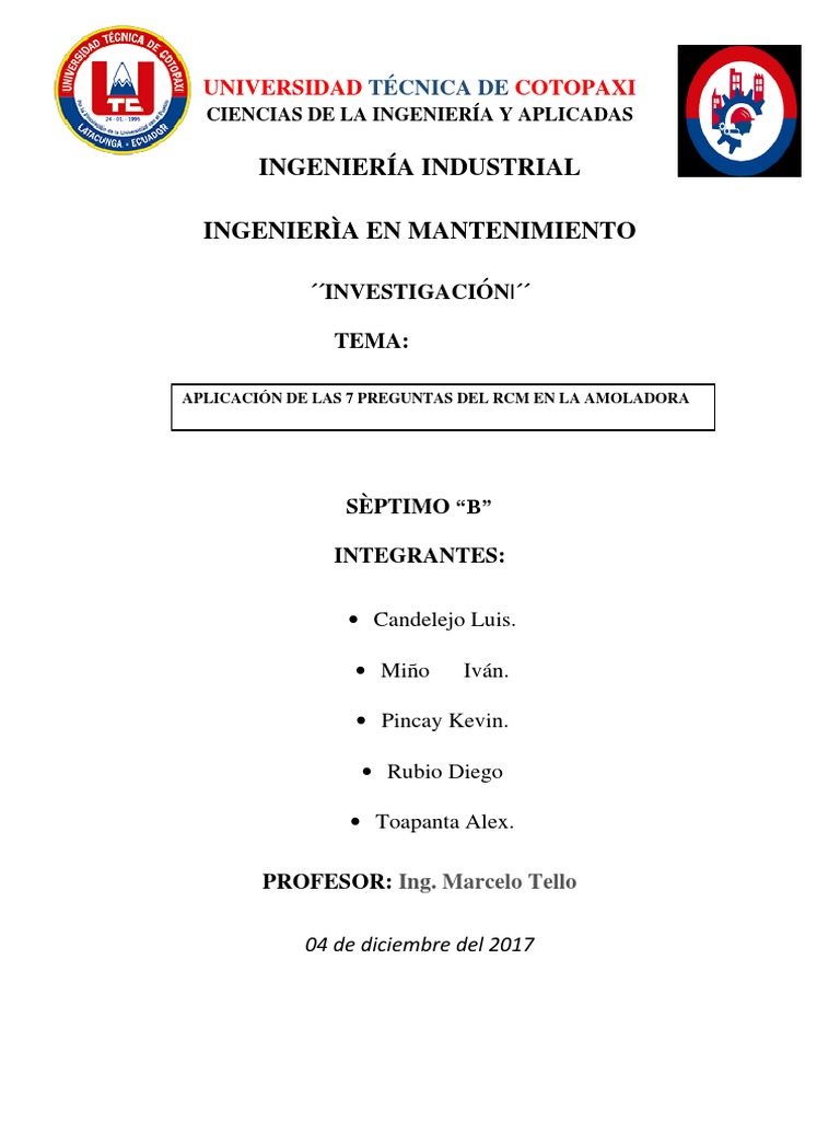 7 Preguntas RCM | PDF | Calidad (comercial) | Energía y recursos