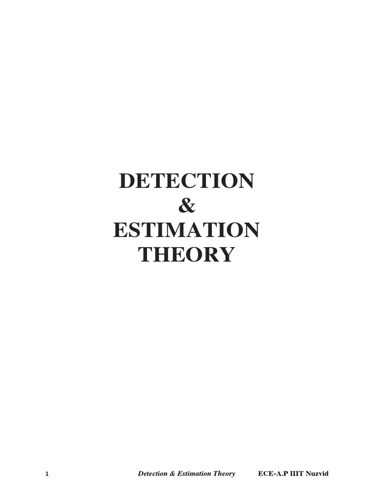 Detection And Estimation Notes Web Series Pdf Estimation Theory