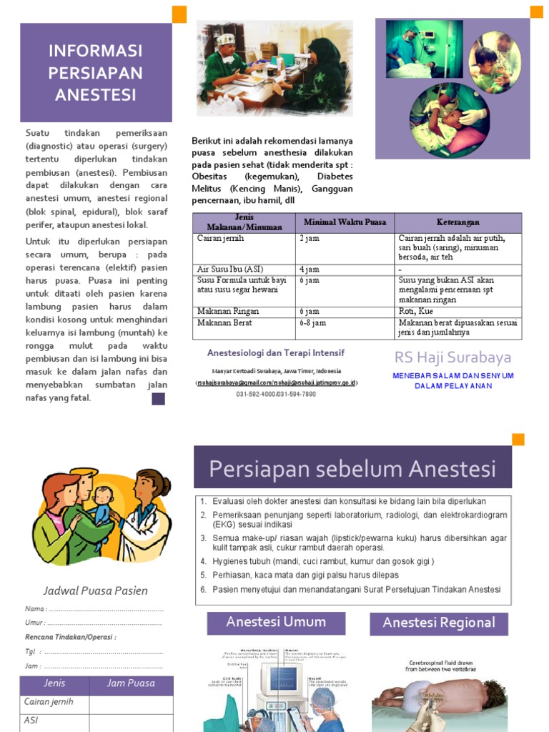 Informasi Anestesi Leaflet | PDF
