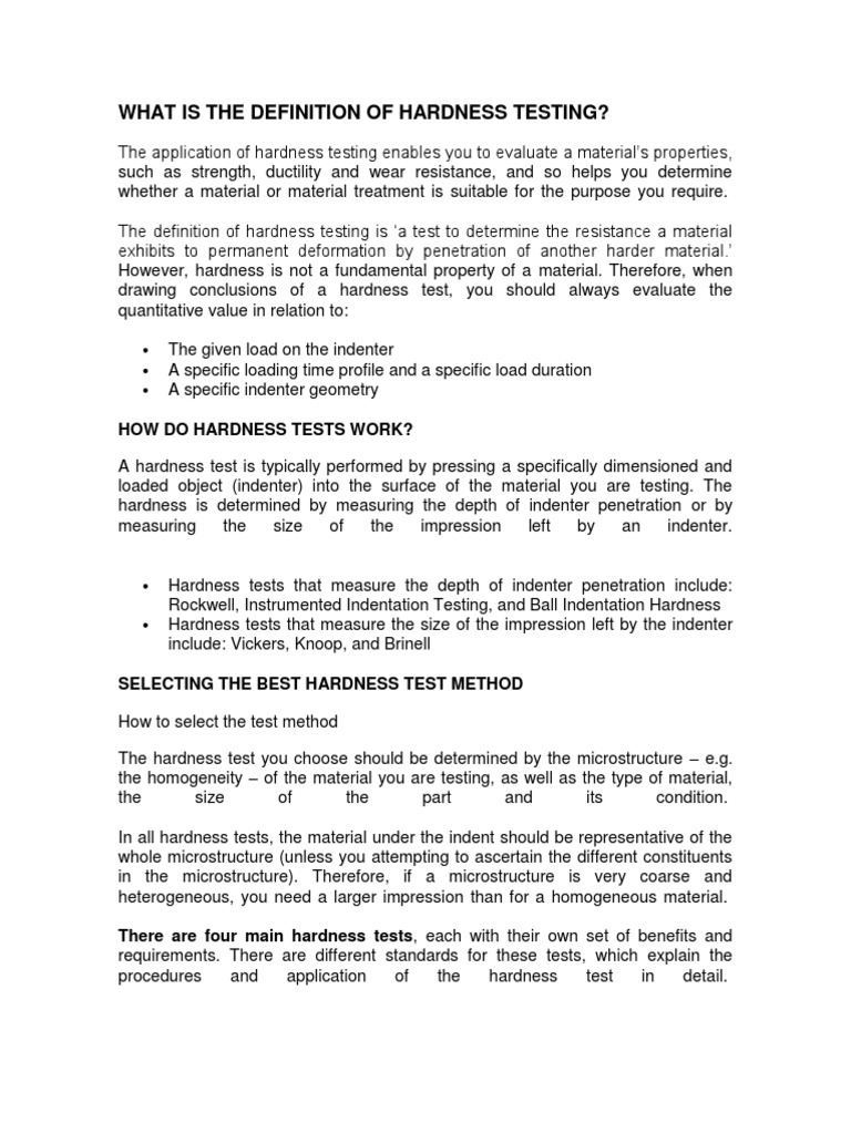What Is The Definition of Hardness Testing | PDF | Hardness | Applied ...