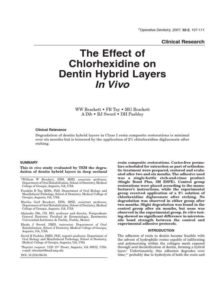 Brackett WW - 2007 - Optimizing Dentin Bond Durability - Control of ...