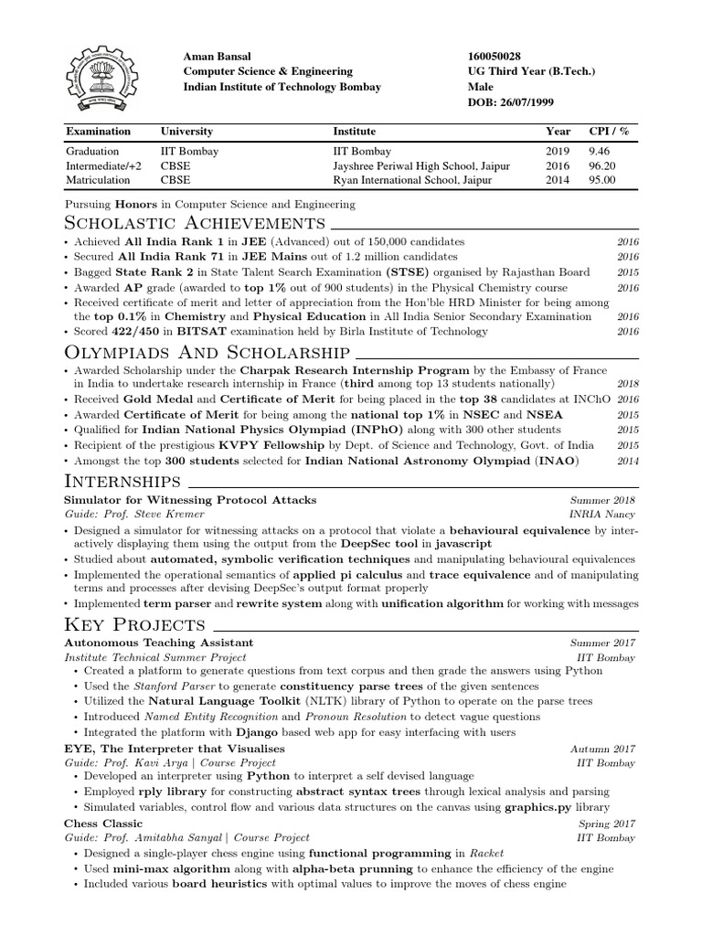 Scholastic Achievements | PDF | Parsing | Areas Of Computer Science