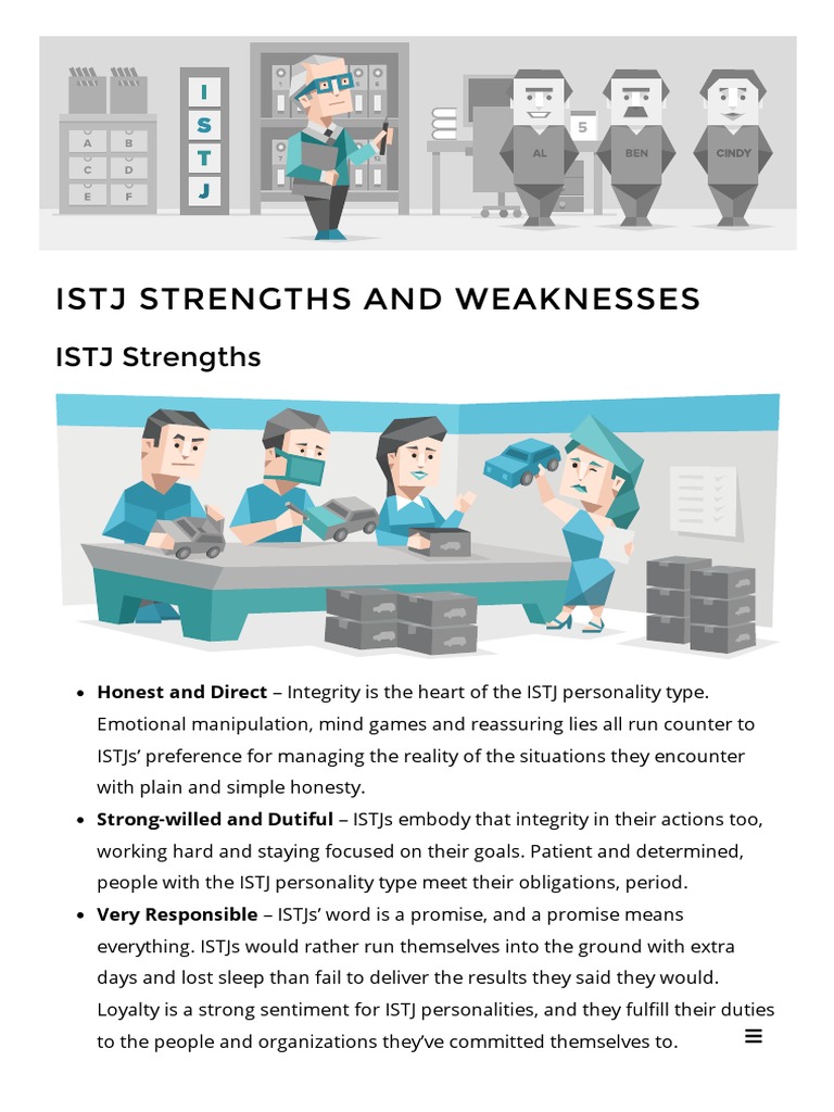 ISTJ Strengths and Weaknesses - 16personalities | PDF | Personality ...