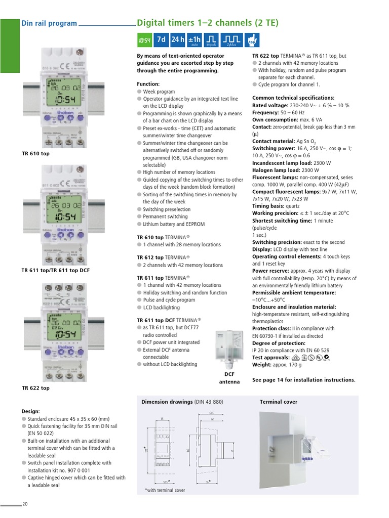 Digital Timers 1-2 Channels (2 TE) : Din Rail Program | PDF ...