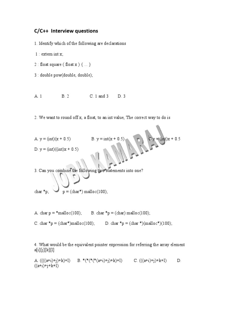 C Interview Questions | PDF | C (Programming Language) | Computer Data
