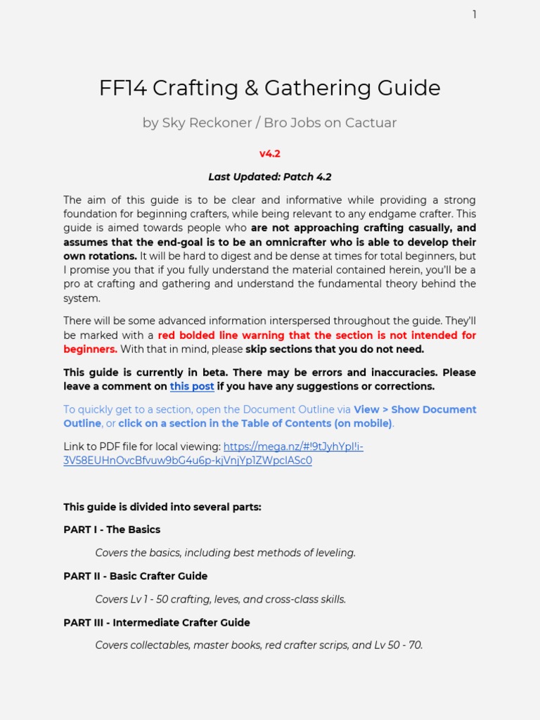 FF14 Crafting & Gathering Guide 125 | PDF | Menu (Computing)