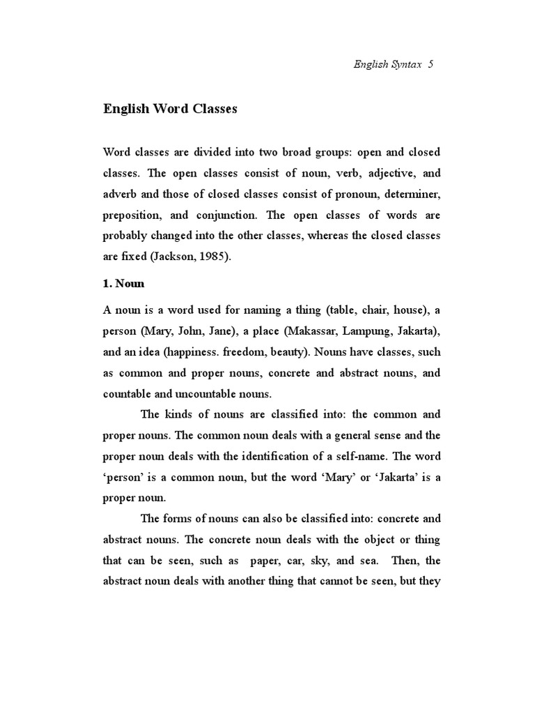 English Word Classes | PDF | Noun | Verb
