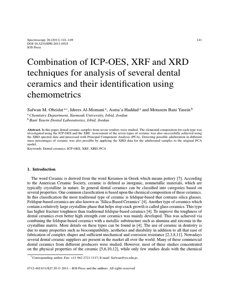 Combination of ICP-OES, XRF and XRD Techniques For Analysis of Several ...