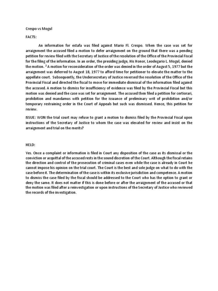 Crespo Vs Mogul | PDF | Prosecutor | Arrest