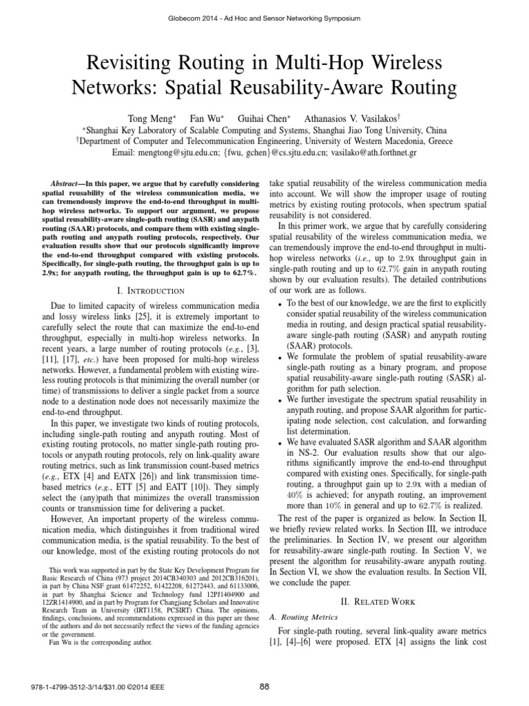 Spatial Reusability-Aware Routing | PDF | Routing | Wireless Ad Hoc Network