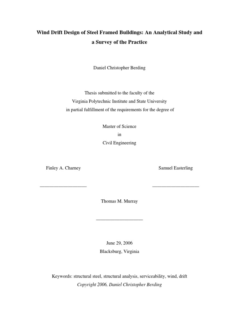 Wind Drift Design of Steel Framed Buildings An Analytical Study and A ...