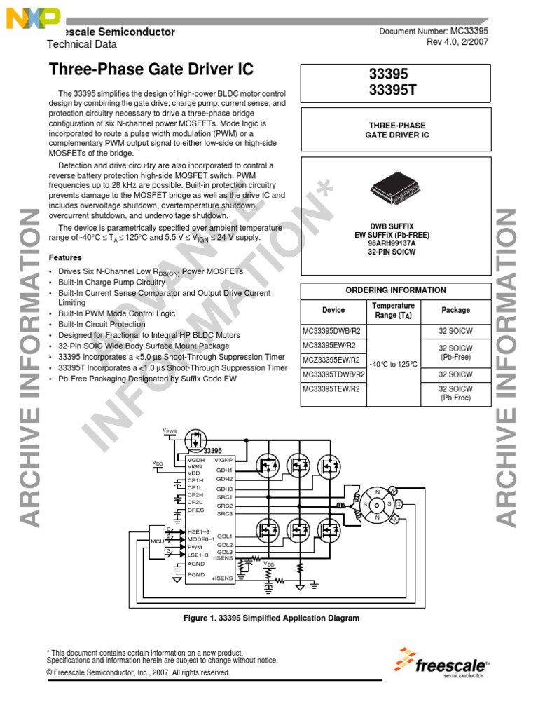 Three-Phase Gate Driver IC: Technical Data | PDF | Logic Gate | Mosfet
