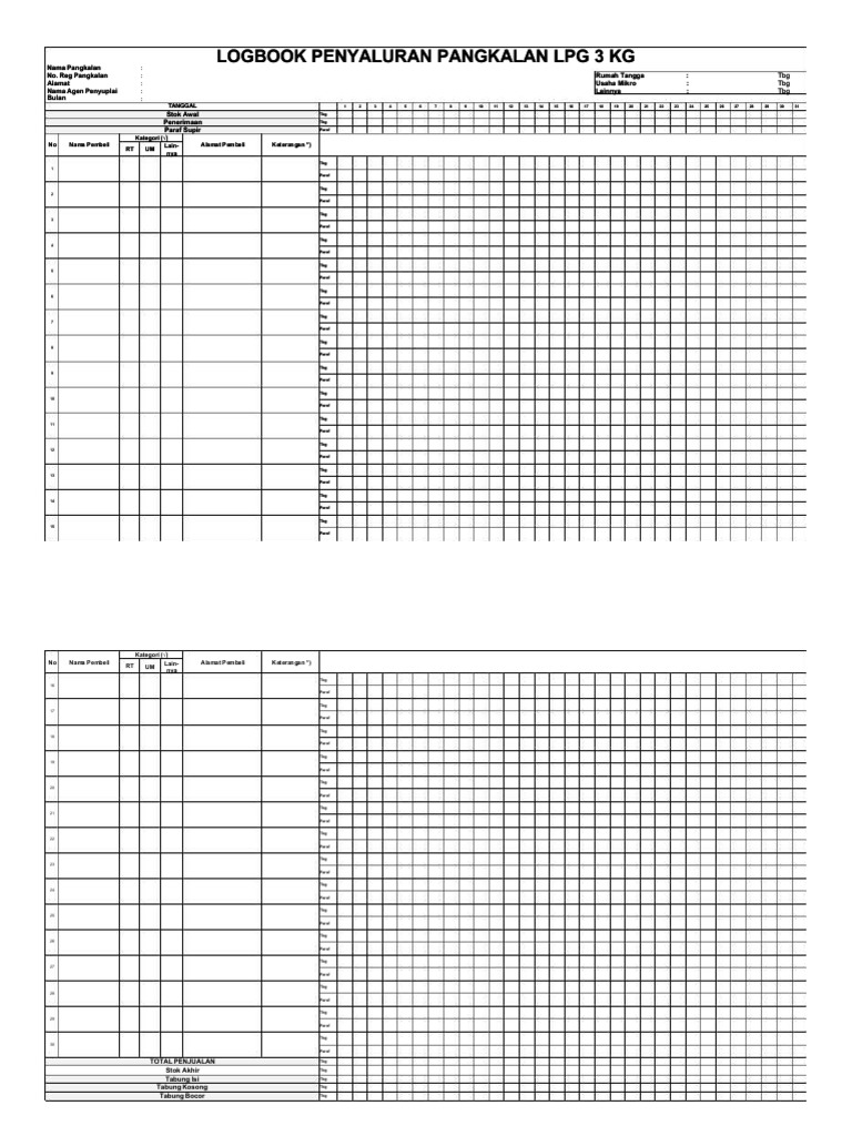 Logbook Penyaluran LPG 3 KG | PDF