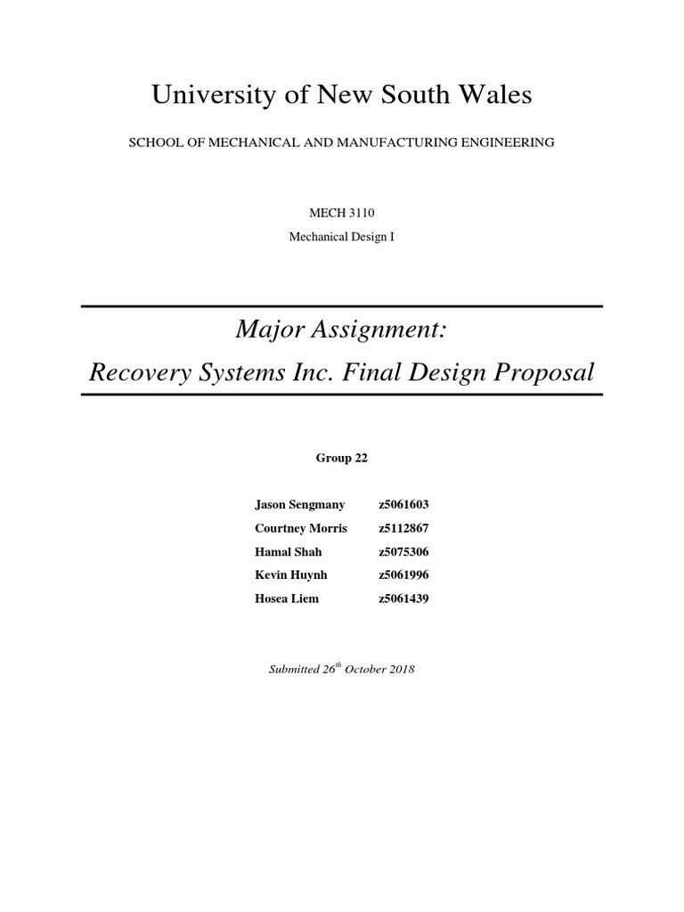 MECH3110 Final Design Report Group22 | Download Free PDF | Transmission ...