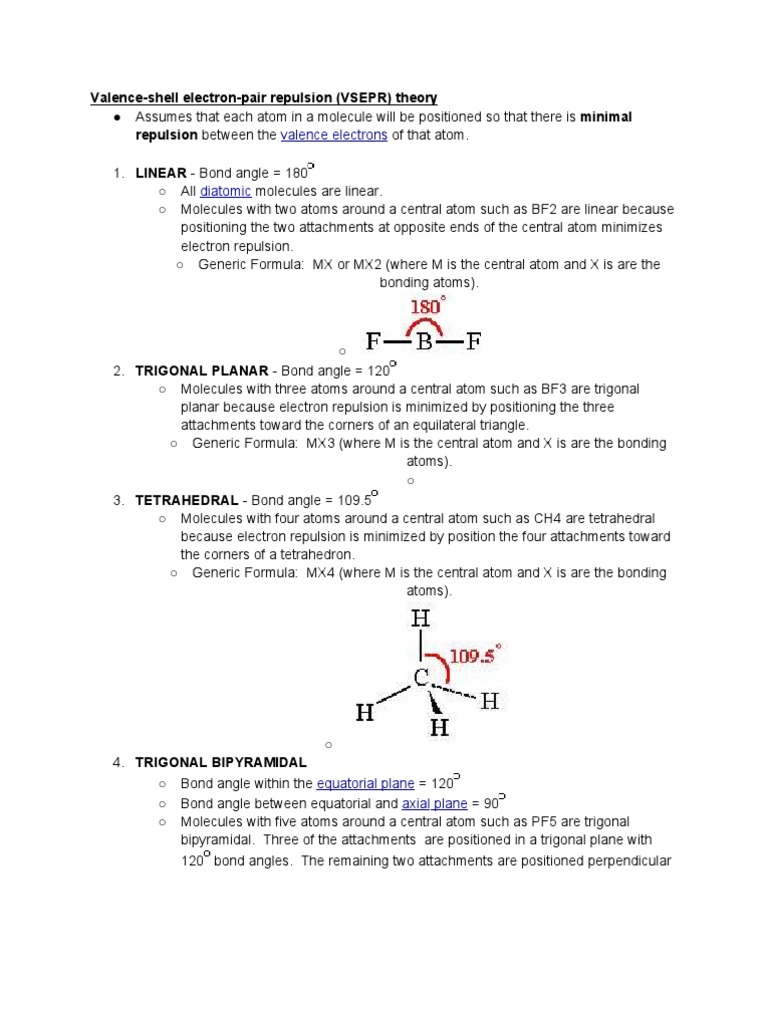 Valence-Shell Electron-Pair Repulsion (VSEPR) Theory Repulsion Between ...
