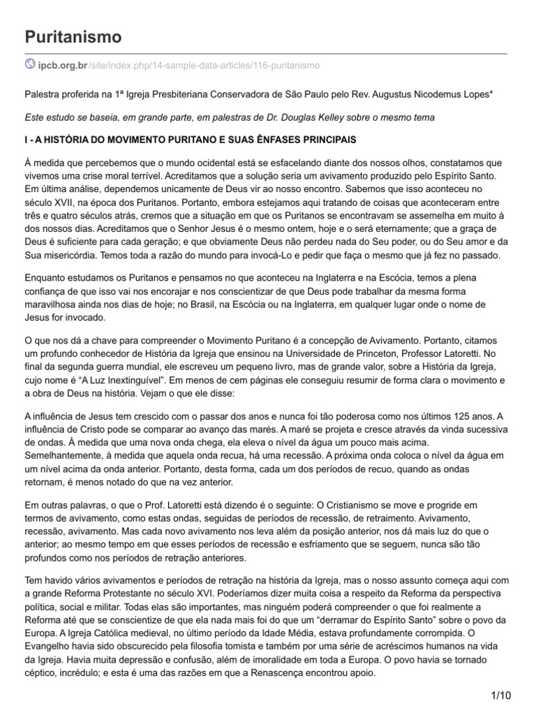 Puritanismo | Puritanos | Igreja Católica