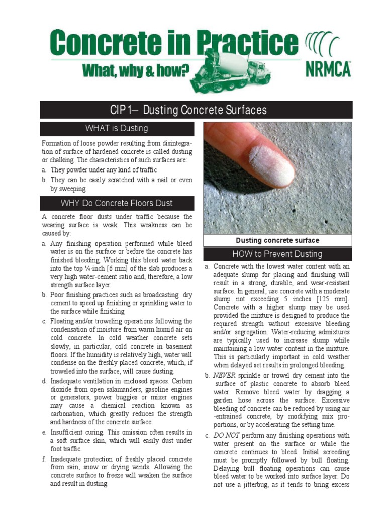 CIP 01 - Dusting Concrete Surfaces | PDF | Flooring | Concrete