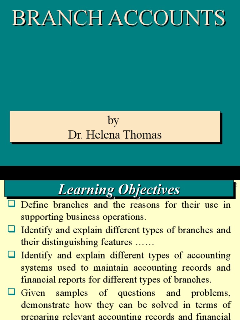Branch Accounts - Dependent Branch | PDF | Debits And Credits | Money