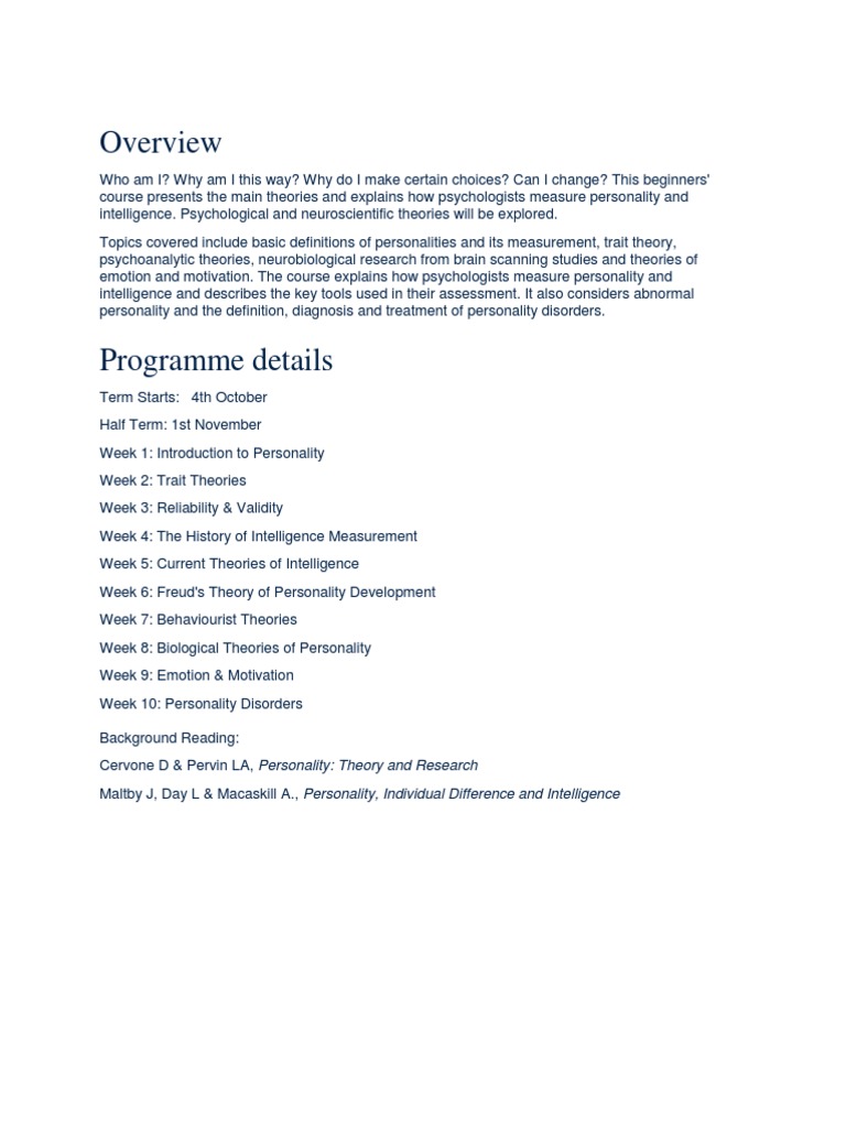 Understanding The Self Programme Details | PDF