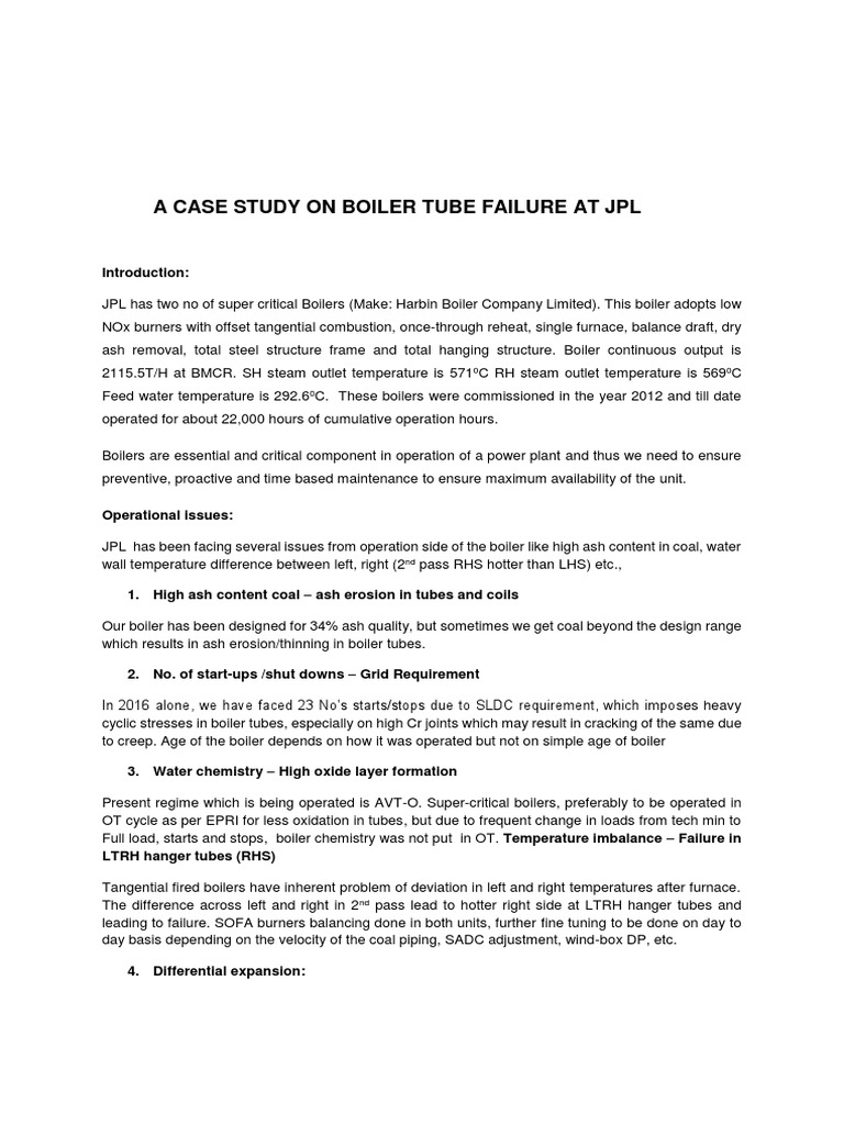 02.case Study On Boiler Tube Failure at JPL | PDF | Boiler | Energy ...