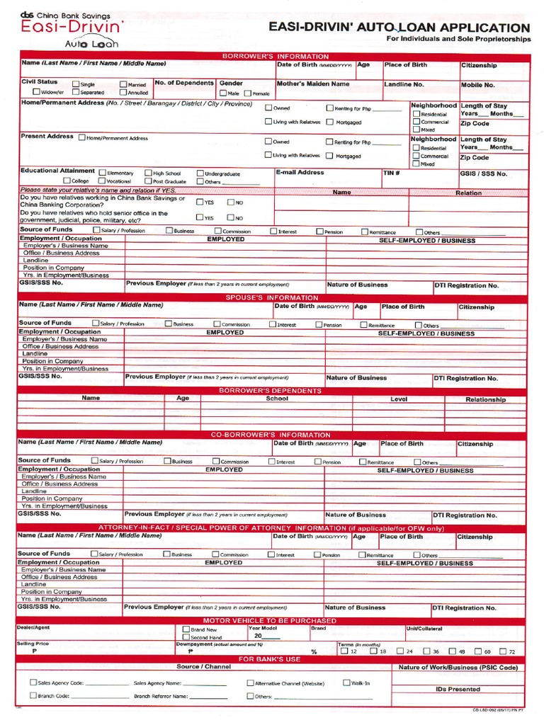 Auto Loan Application Form | PDF