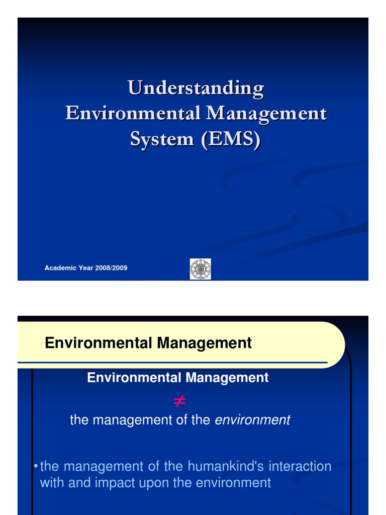 Lecture2MKL UnderstandingEMS | PDF | Environmental Resource Management ...
