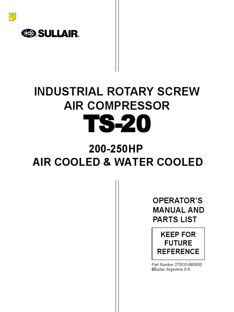 TS20 de 200 A 250HP Ingles 270010-960R00 | PDF | Valve | Personal ...