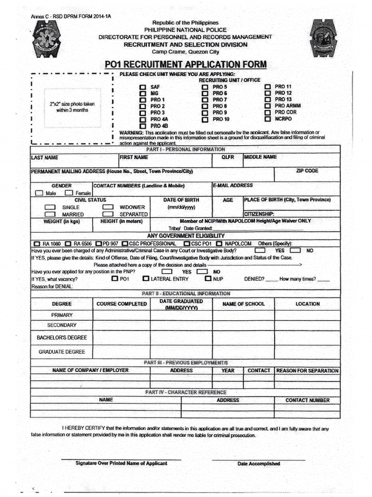 A4 PO1 Application Form PDF | PDF