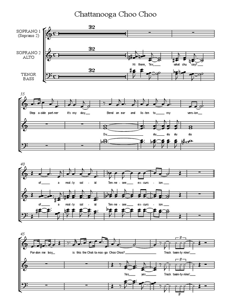 Chattanooga Choo Choo (SSATB) | PDF | Vocal Music | Choral Music