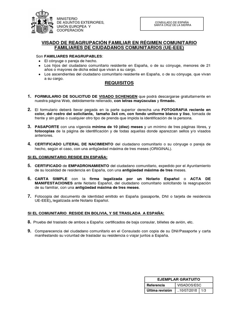 Visado de Reagrupación Familiar en Régimen Comunitario