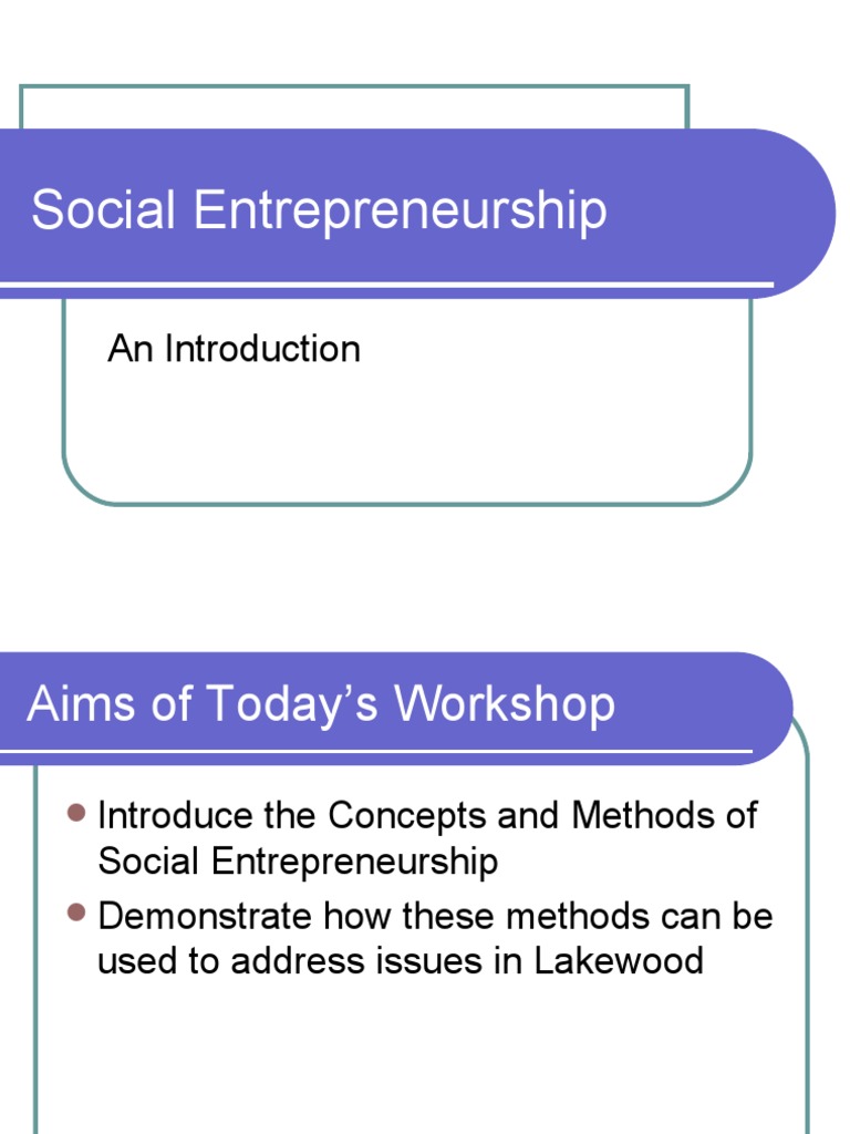 Social Entrepreneurship Workshop Guide | PDF | Entrepreneurship ...