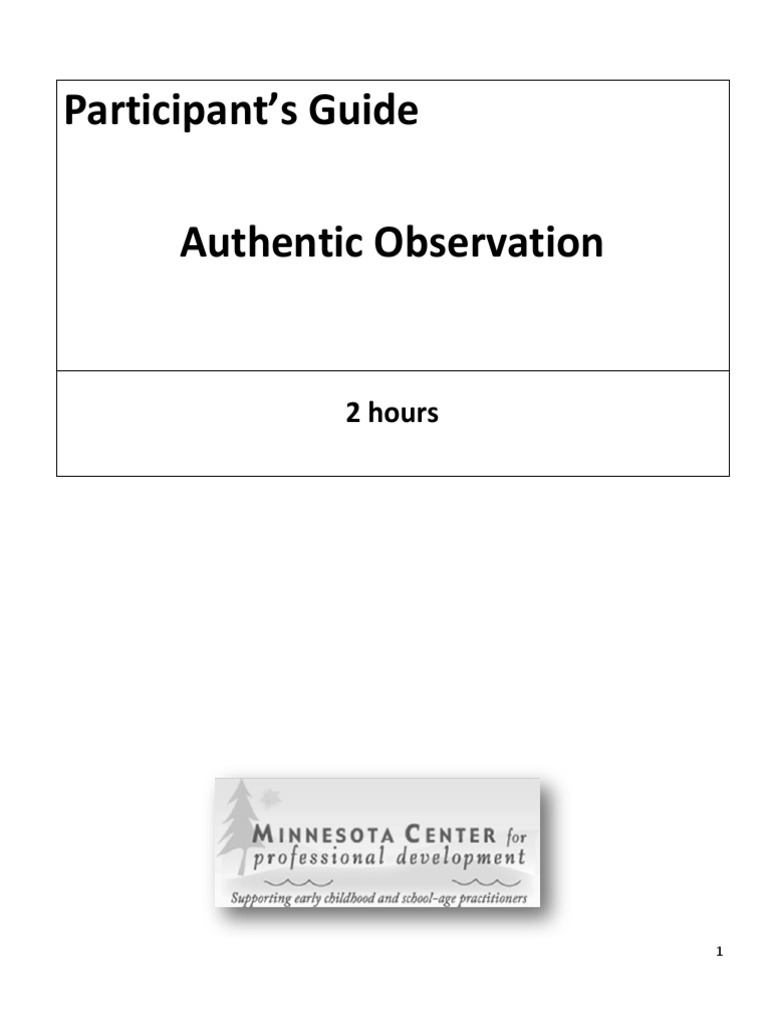 Participant's Guide Authentic Observation: 2 Hours | PDF | Caregiver ...