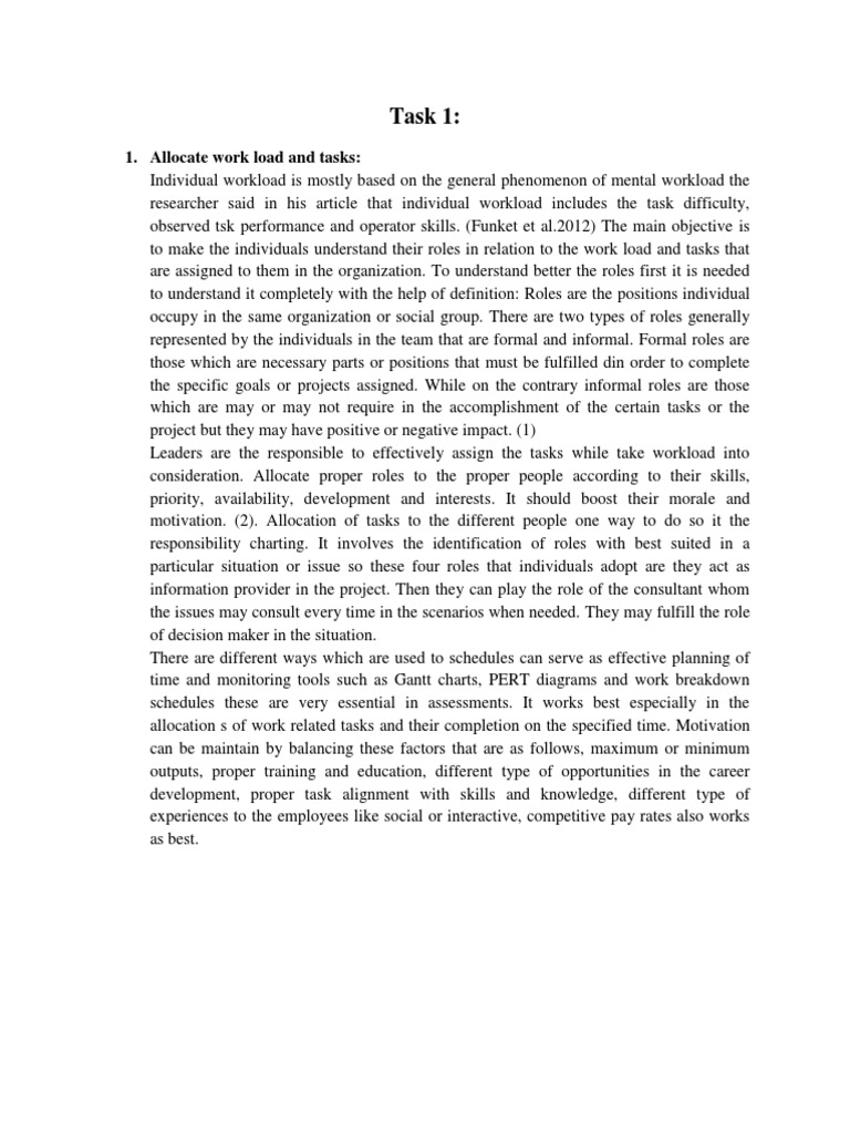 Allocate Workload and Tasks | PDF | Workload | Motivation